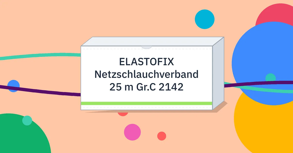 Symbolbild: Packung mit der Aufschrift ELASTOFIX Netzschlauchverband 25 m Gr.C 2142 (PZN 11318722) – Verfügbarkeit und Bezug in Apotheken in Frankfurt am Main
