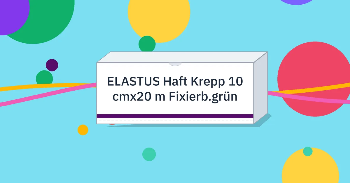 Symbolbild: Packung mit der Aufschrift ELASTUS Haft Krepp 10 cmx20 m Fixierb.grün (PZN 02742361) – Verfügbarkeit und Bezug in Apotheken in Frankfurt am Main