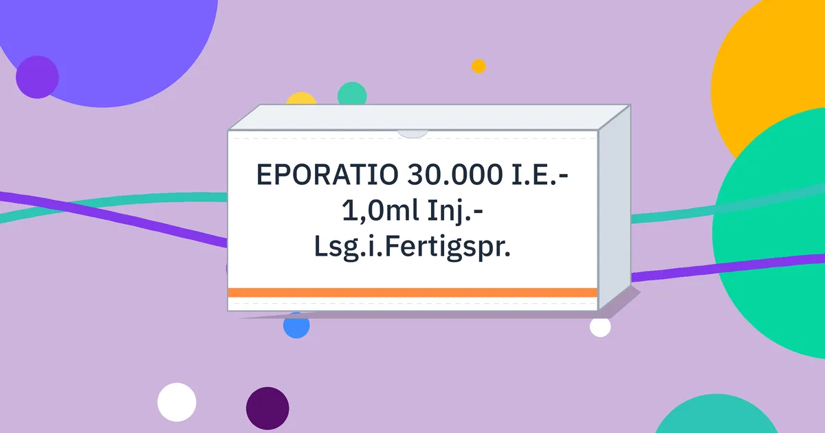 Symbolbild: Packung mit der Aufschrift EPORATIO 30.000 I.E.-1,0ml Inj.-Lsg.i.Fertigspr. (PZN 19272072) – Verfügbarkeit und Bezug in Apotheken in Frankfurt am Main