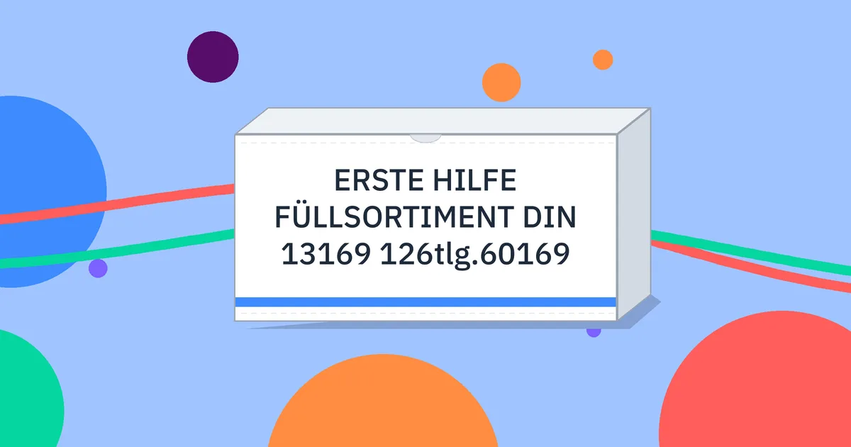 Symbolbild: Packung mit der Aufschrift ERSTE HILFE FÜLLSORTIMENT DIN 13169 126tlg.60169 (PZN 13198050) – Verfügbarkeit und Bezug in Apotheken in Frankfurt am Main