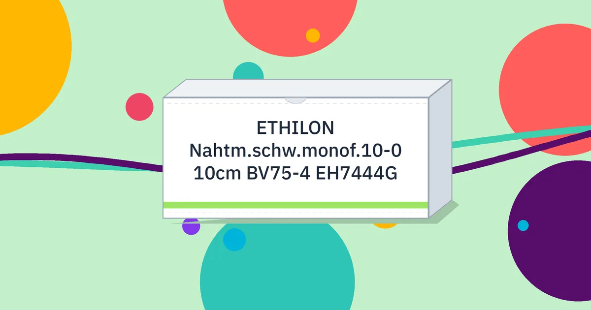Symbolbild: Packung mit der Aufschrift ETHILON Nahtm.schw.monof.10-0 10cm BV75-4 EH7444G (PZN 20852828) – Verfügbarkeit und Bezug in Apotheken in Frankfurt am Main