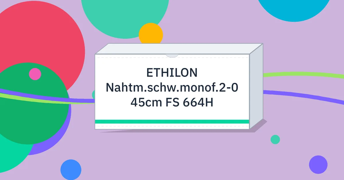 Symbolbild: Packung mit der Aufschrift ETHILON Nahtm.schw.monof.2-0 45cm FS 664H (PZN 16777558) – Verfügbarkeit und Bezug in Apotheken in Frankfurt am Main
