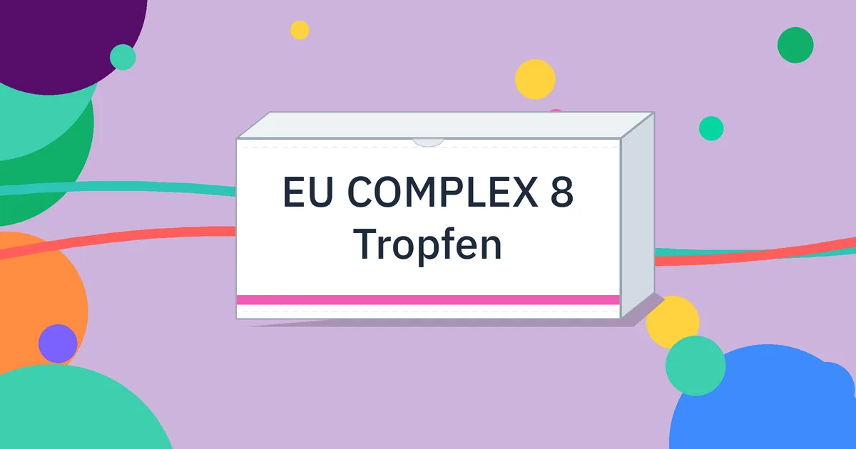 Symbolbild: Packung mit der Aufschrift EU COMPLEX 8 Tropfen (PZN 16784943) – Verfügbarkeit und Bezug in Apotheken in Frankfurt am Main