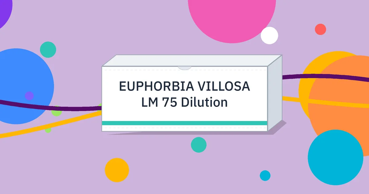 Symbolbild: Packung mit der Aufschrift EUPHORBIA VILLOSA LM 75 Dilution (PZN 13483000) – Verfügbarkeit und Bezug in Apotheken in Frankfurt am Main