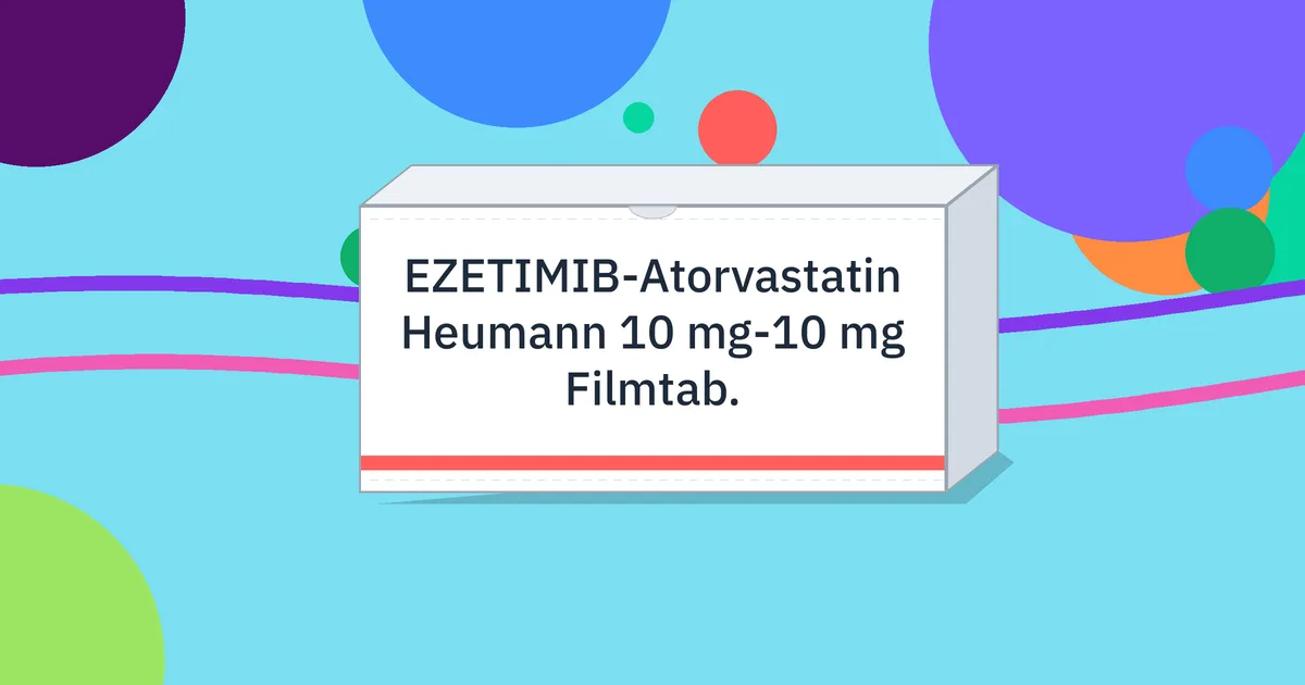 Symbolbild: Packung mit der Aufschrift EZETIMIB-Atorvastatin Heumann 10 mg-10 mg Filmtab. (PZN 19054702) – Verfügbarkeit und Bezug in Apotheken in Frankfurt am Main