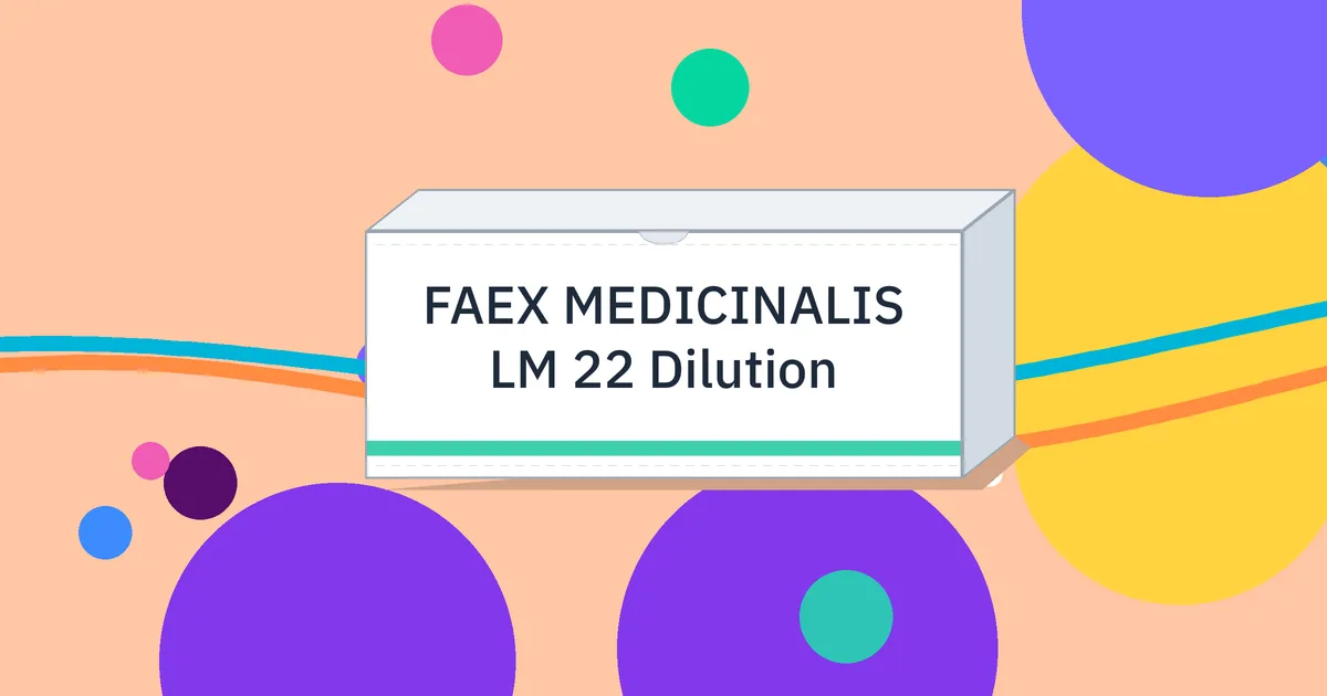 Symbolbild: Packung mit der Aufschrift FAEX MEDICINALIS LM 22 Dilution (PZN 13486145) – Verfügbarkeit und Bezug in Apotheken in Frankfurt am Main