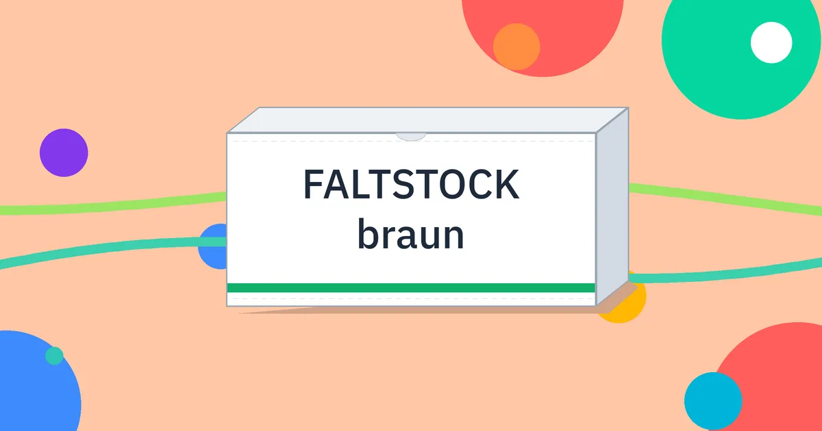 Symbolbild: Packung mit der Aufschrift FALTSTOCK braun (PZN 00914326) – Verfügbarkeit und Bezug in Apotheken in Frankfurt am Main