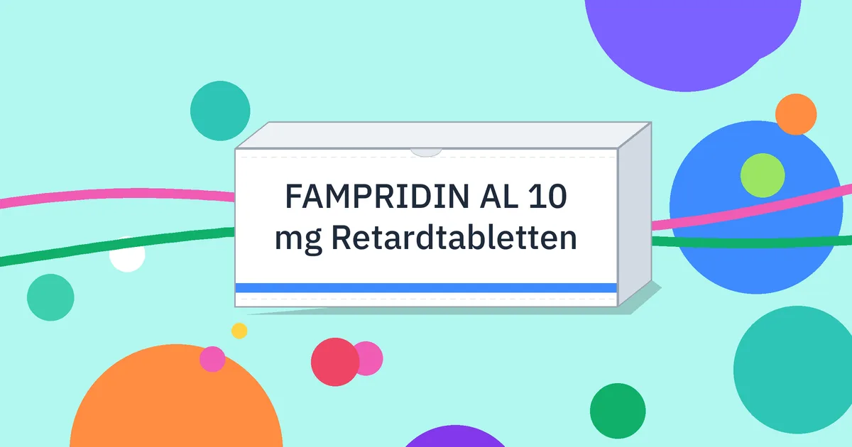 Symbolbild: Packung mit der Aufschrift FAMPRIDIN AL 10 mg Retardtabletten (PZN 17985164) – Verfügbarkeit und Bezug in Apotheken in Frankfurt am Main
