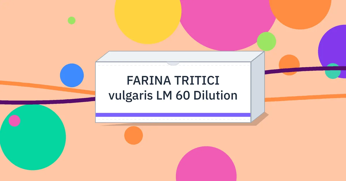 Symbolbild: Packung mit der Aufschrift FARINA TRITICI vulgaris LM 60 Dilution (PZN 13488121) – Verfügbarkeit und Bezug in Apotheken in Frankfurt am Main