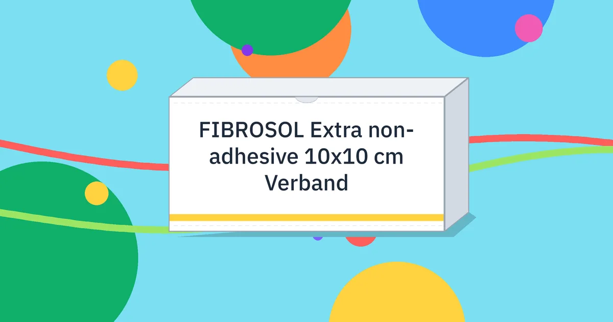 Symbolbild: Packung mit der Aufschrift FIBROSOL Extra non-adhesive 10x10 cm Verband (PZN 17468167) – Verfügbarkeit und Bezug in Apotheken in Frankfurt am Main