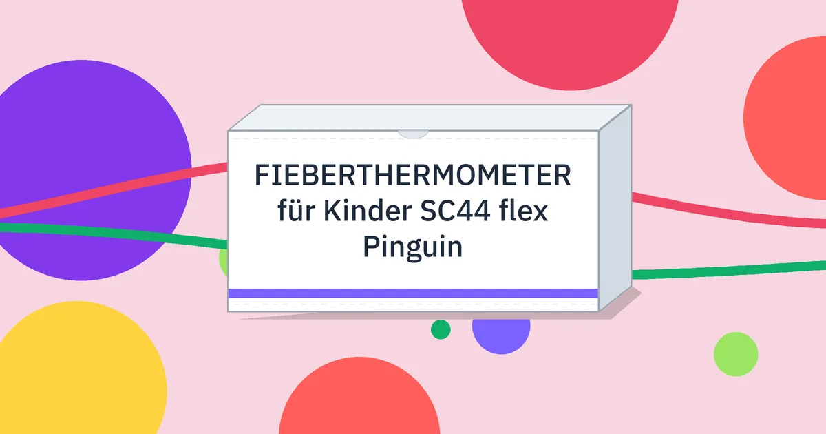 Symbolbild: Packung mit der Aufschrift FIEBERTHERMOMETER für Kinder SC44 flex Pinguin (PZN 19150392) – Verfügbarkeit und Bezug in Apotheken in Frankfurt am Main