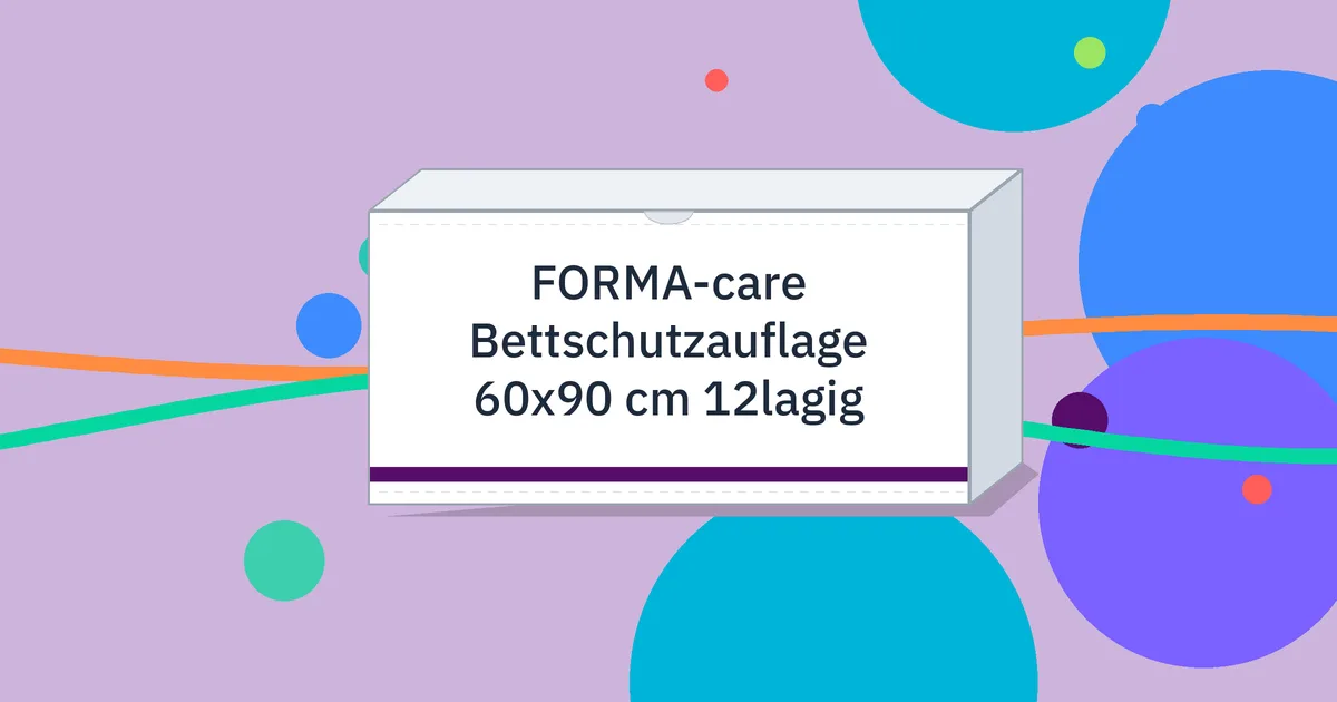 Symbolbild: Packung mit der Aufschrift FORMA-care Bettschutzauflage 60x90 cm 12lagig (PZN 17446987) – Verfügbarkeit und Bezug in Apotheken in Frankfurt am Main