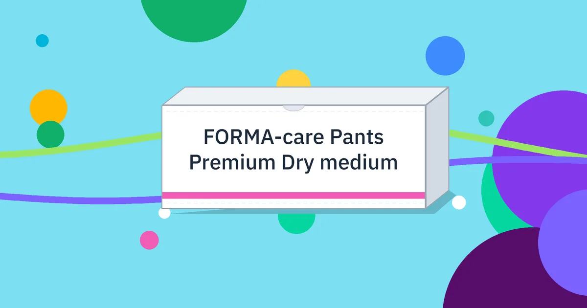 Symbolbild: Packung mit der Aufschrift FORMA-care Pants Premium Dry medium (PZN 18355896) – Verfügbarkeit und Bezug in Apotheken in Frankfurt am Main