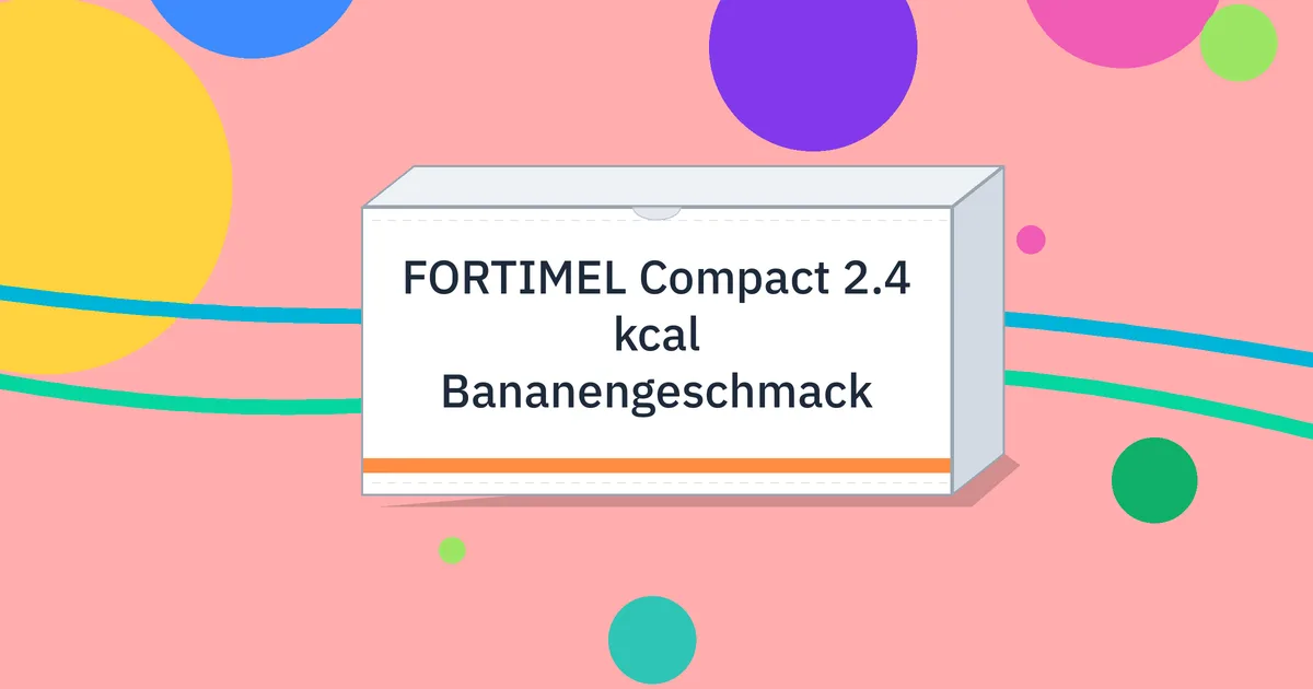 Symbolbild: Packung mit der Aufschrift FORTIMEL Compact 2.4 kcal Bananengeschmack (PZN 19531148) – Verfügbarkeit und Bezug in Apotheken in Frankfurt am Main