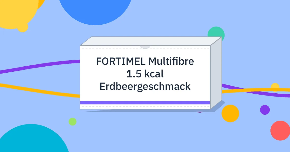 Symbolbild: Packung mit der Aufschrift FORTIMEL Multifibre 1.5 kcal Erdbeergeschmack (PZN 19095799) – Verfügbarkeit und Bezug in Apotheken in Frankfurt am Main
