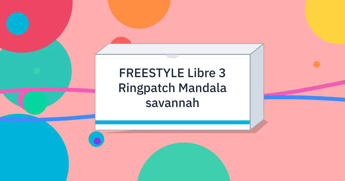 Symbolbild: Packung mit der Aufschrift FREESTYLE Libre 3 Ringpatch Mandala savannah (PZN 19866446) – Verfügbarkeit und Bezug in Apotheken in Frankfurt am Main