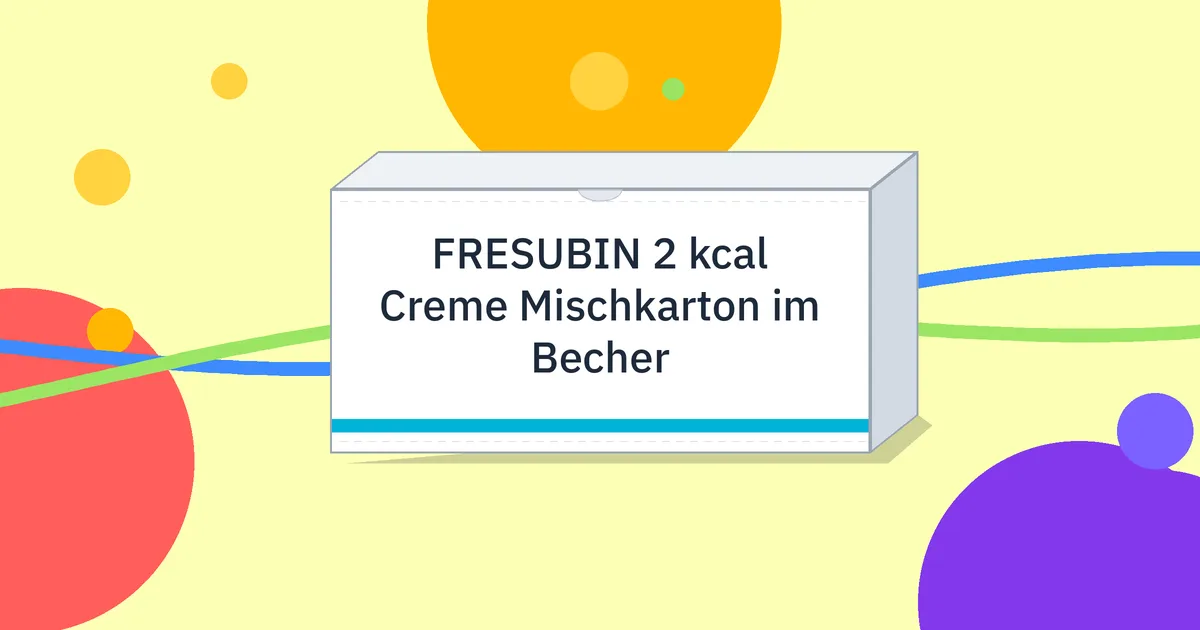 Symbolbild: Packung mit der Aufschrift FRESUBIN 2 kcal Creme Mischkarton im Becher (PZN 20542335) – Verfügbarkeit und Bezug in Apotheken in Frankfurt am Main