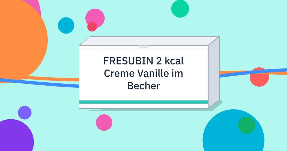 Symbolbild: Packung mit der Aufschrift FRESUBIN 2 kcal Creme Vanille im Becher (PZN 11513547) – Verfügbarkeit und Bezug in Apotheken in Frankfurt am Main