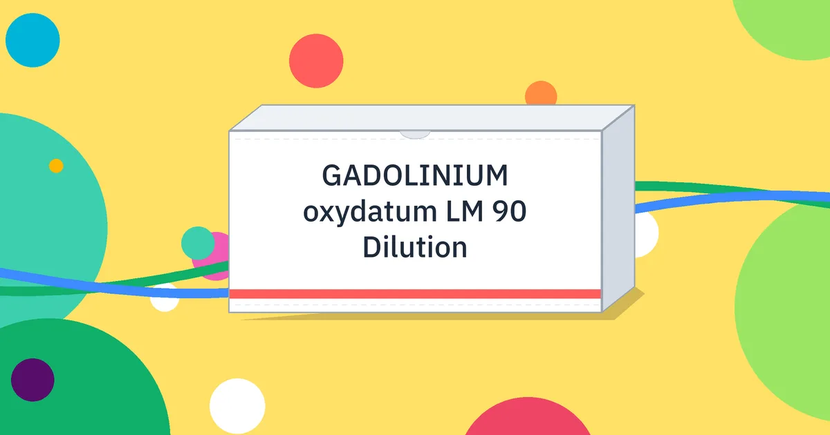 Symbolbild: Packung mit der Aufschrift GADOLINIUM oxydatum LM 90 Dilution (PZN 13494624) – Verfügbarkeit und Bezug in Apotheken in Frankfurt am Main