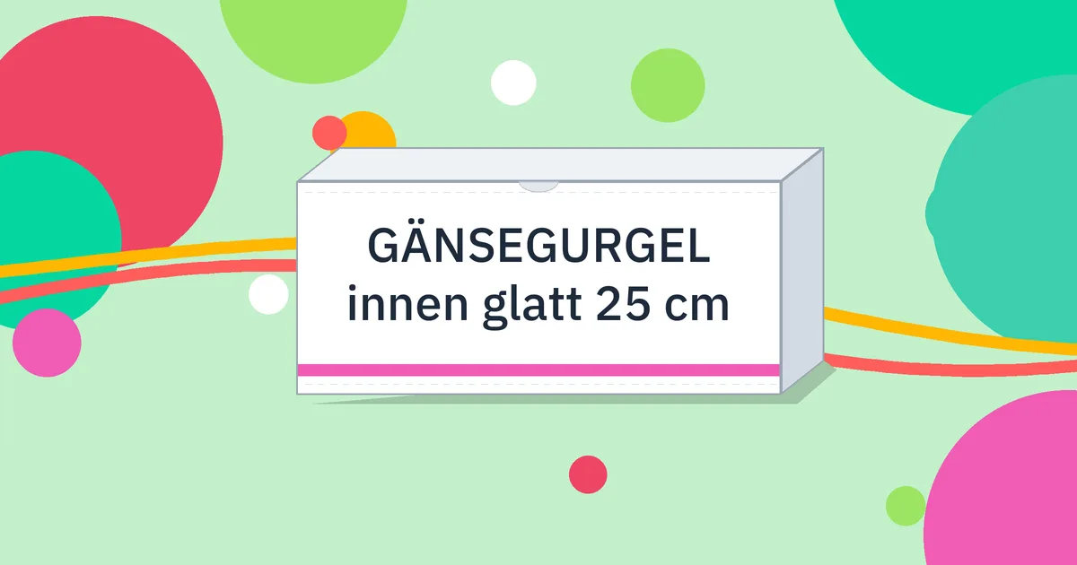 Symbolbild: Packung mit der Aufschrift GÄNSEGURGEL innen glatt 25 cm (PZN 16159984) – Verfügbarkeit und Bezug in Apotheken in Frankfurt am Main