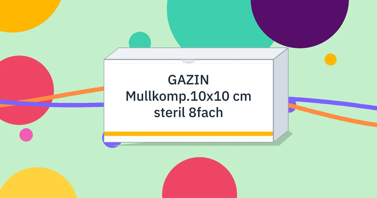 Symbolbild: Packung mit der Aufschrift GAZIN Mullkomp.10x10 cm steril 8fach (PZN 19700881) – Verfügbarkeit und Bezug in Apotheken in Frankfurt am Main