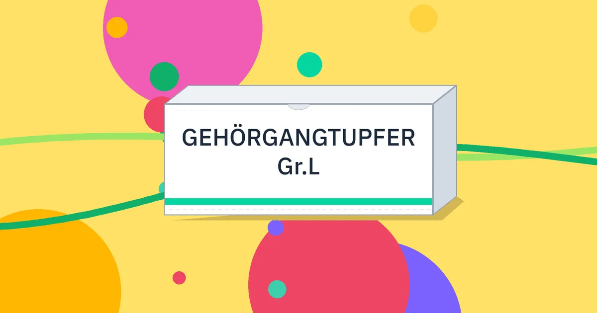 Symbolbild: Packung mit der Aufschrift GEHÖRGANGTUPFER Gr.L (PZN 04083678) – Verfügbarkeit und Bezug in Apotheken in Frankfurt am Main