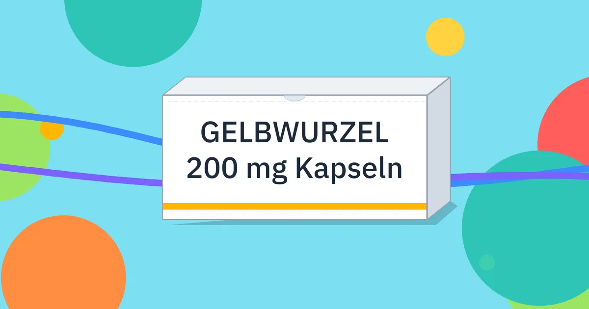 Symbolbild: Packung mit der Aufschrift GELBWURZEL 200 mg Kapseln (PZN 11893254) – Verfügbarkeit und Bezug in Apotheken in Frankfurt am Main
