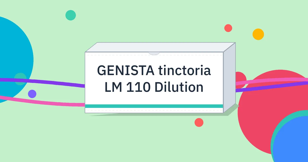 Symbolbild: Packung mit der Aufschrift GENISTA tinctoria LM 110 Dilution (PZN 13499774) – Verfügbarkeit und Bezug in Apotheken in Frankfurt am Main