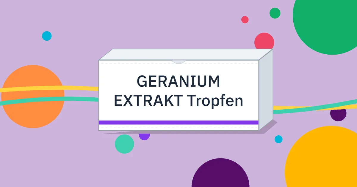 Symbolbild: Packung mit der Aufschrift GERANIUM EXTRAKT Tropfen (PZN 20211153) – Verfügbarkeit und Bezug in Apotheken in Frankfurt am Main