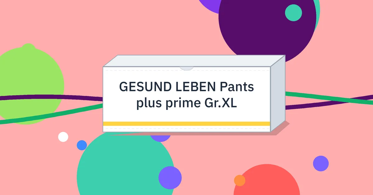 Symbolbild: Packung mit der Aufschrift GESUND LEBEN Pants plus prime Gr.XL (PZN 07532881) – Verfügbarkeit und Bezug in Apotheken in Frankfurt am Main