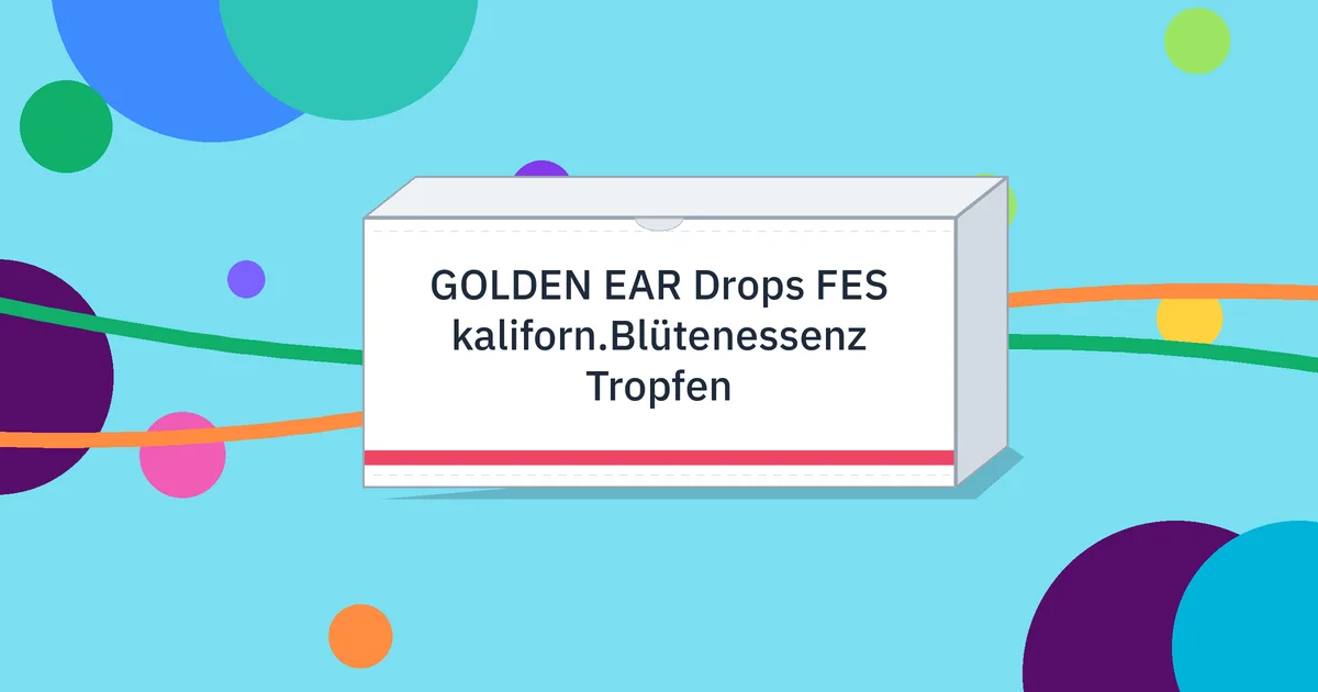 Symbolbild: Packung mit der Aufschrift GOLDEN EAR Drops FES kaliforn.Blütenessenz Tropfen (PZN 09173417) – Verfügbarkeit und Bezug in Apotheken in Frankfurt am Main