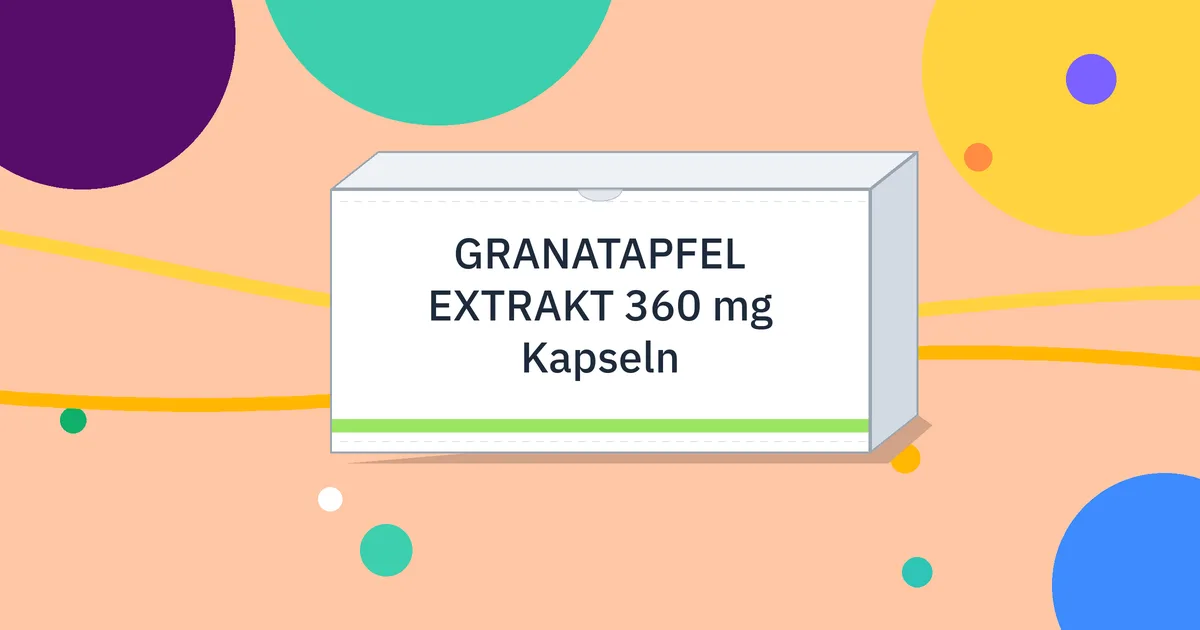 Symbolbild: Packung mit der Aufschrift GRANATAPFEL EXTRAKT 360 mg Kapseln (PZN 19641894) – Verfügbarkeit und Bezug in Apotheken in Frankfurt am Main