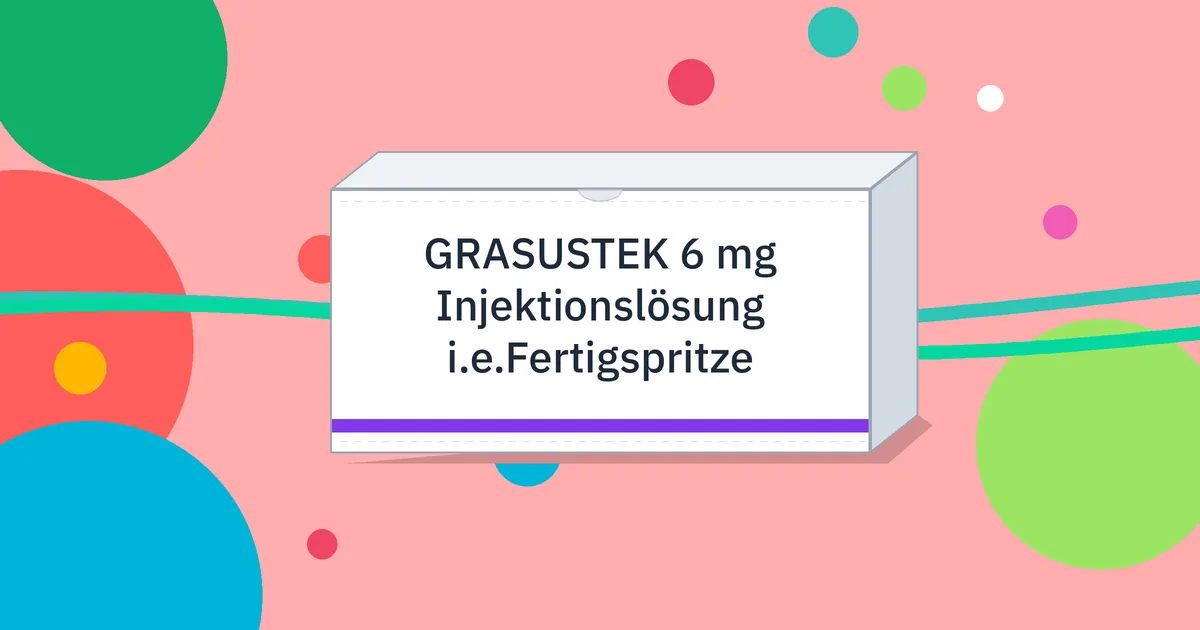 Symbolbild: Packung mit der Aufschrift GRASUSTEK 6 mg Injektionslösung i.e.Fertigspritze (PZN 16888884) – Verfügbarkeit und Bezug in Apotheken in Frankfurt am Main