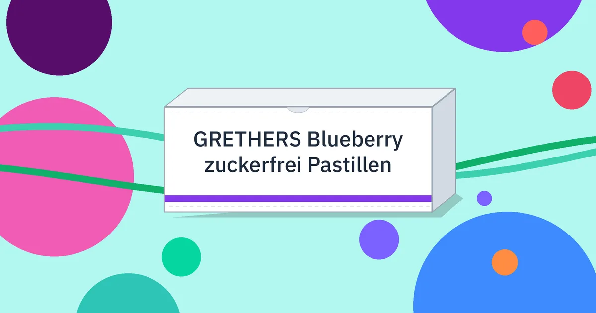 Symbolbild: Packung mit der Aufschrift GRETHERS Blueberry zuckerfrei Pastillen (PZN 11863201) – Verfügbarkeit und Bezug in Apotheken in Frankfurt am Main
