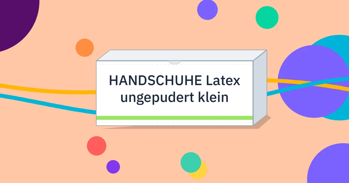 Symbolbild: Packung mit der Aufschrift HANDSCHUHE Latex ungepudert klein (PZN 07512714) – Verfügbarkeit und Bezug in Apotheken in Frankfurt am Main