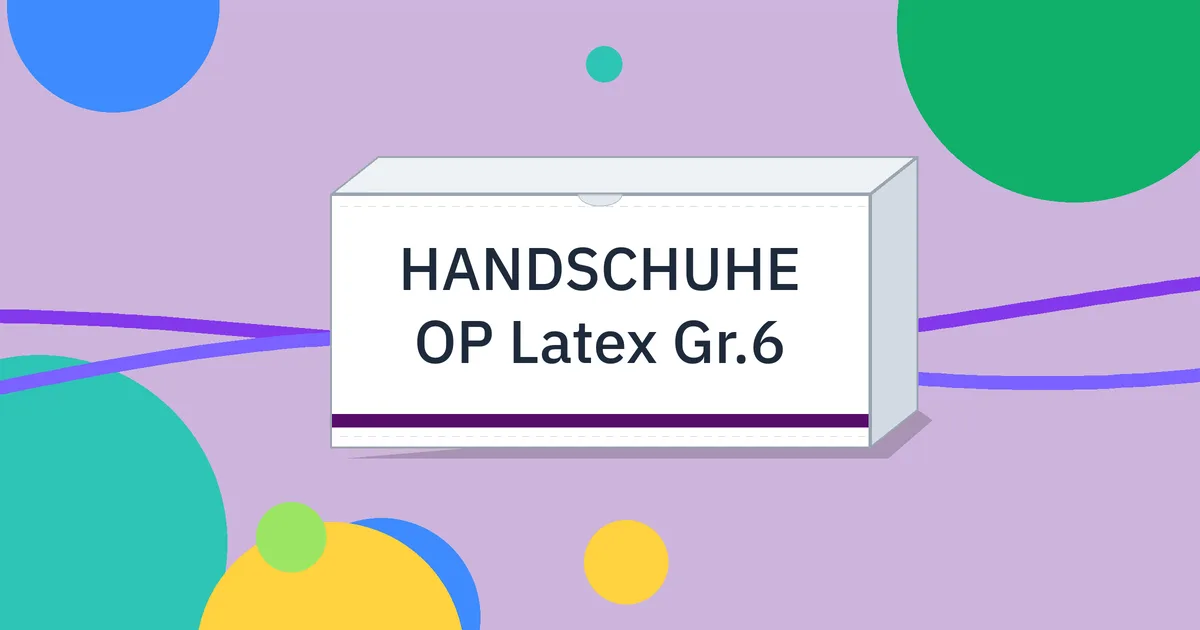 Symbolbild: Packung mit der Aufschrift HANDSCHUHE OP Latex Gr.6 (PZN 01727796) – Verfügbarkeit und Bezug in Apotheken in Frankfurt am Main