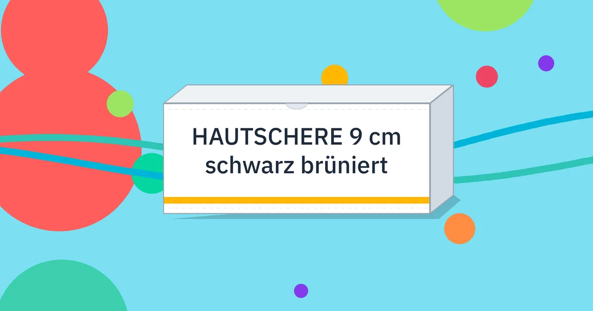 Symbolbild: Packung mit der Aufschrift HAUTSCHERE 9 cm schwarz brüniert (PZN 18106727) – Verfügbarkeit und Bezug in Apotheken in Frankfurt am Main
