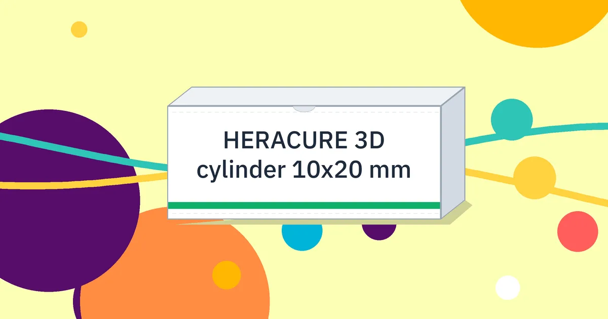 Symbolbild: Packung mit der Aufschrift HERACURE 3D cylinder 10x20 mm (PZN 20621862) – Verfügbarkeit und Bezug in Apotheken in Frankfurt am Main