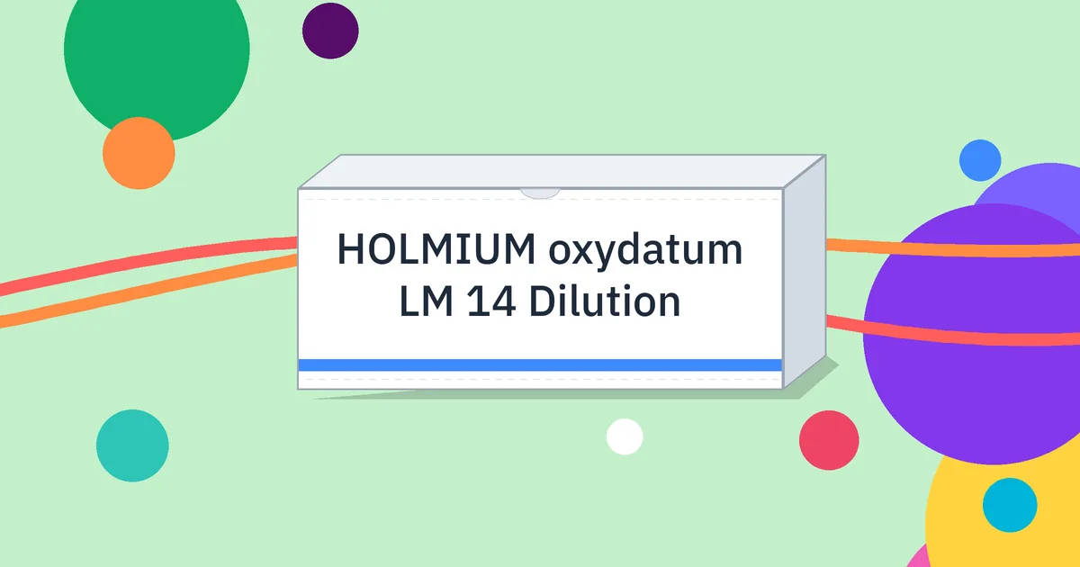 Symbolbild: Packung mit der Aufschrift HOLMIUM oxydatum LM 14 Dilution (PZN 13554906) – Verfügbarkeit und Bezug in Apotheken in Frankfurt am Main