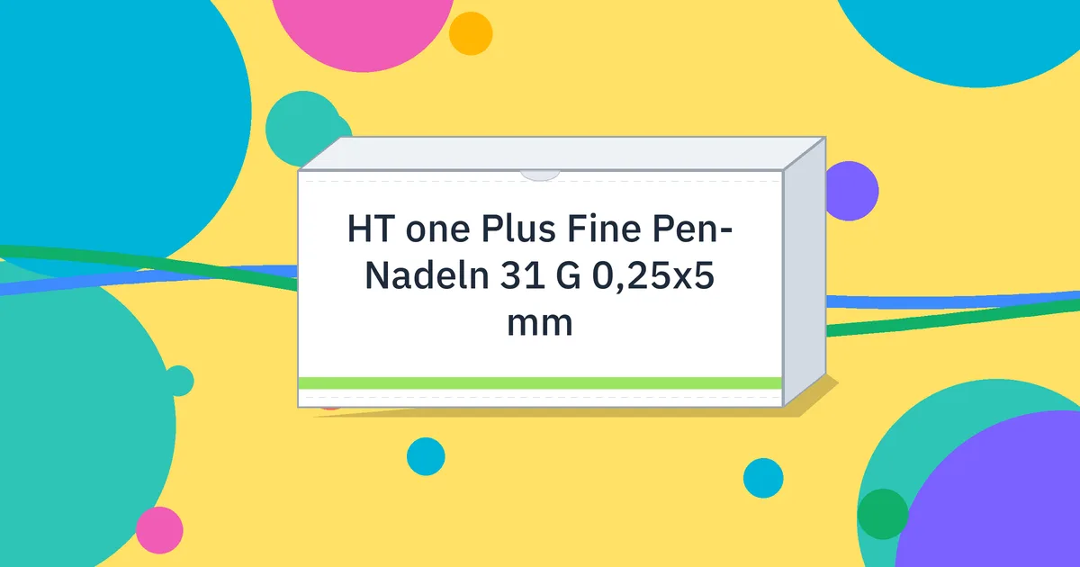 Symbolbild: Packung mit der Aufschrift HT one Plus Fine Pen-Nadeln 31 G 0,25x5 mm (PZN 10281916) – Verfügbarkeit und Bezug in Apotheken in Frankfurt am Main