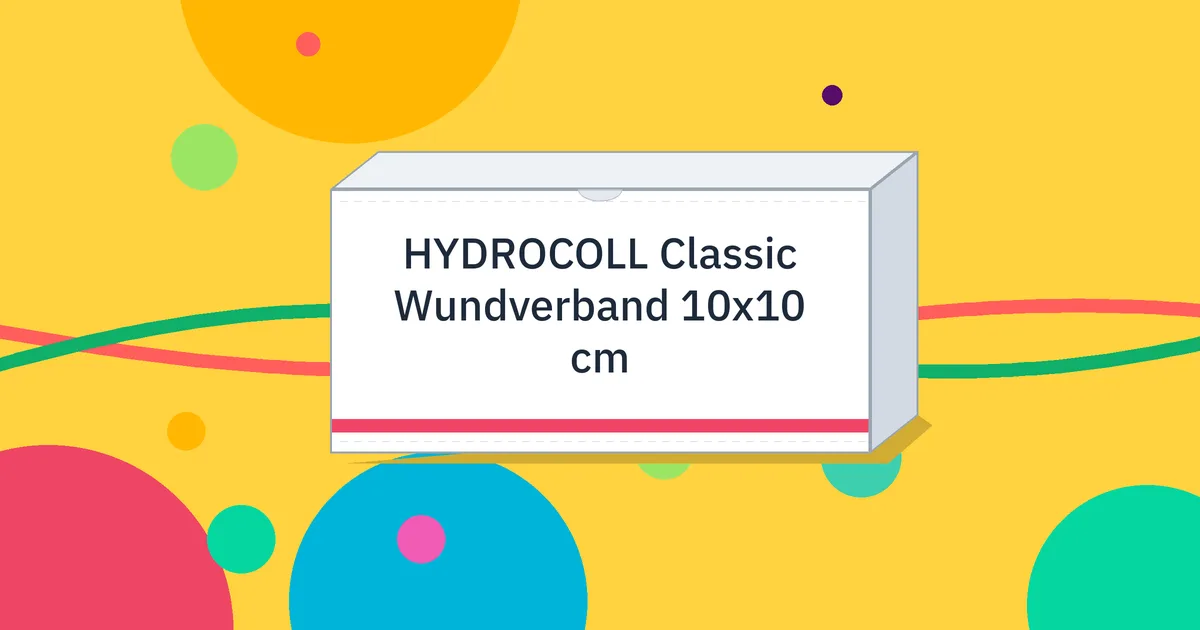 Symbolbild: Packung mit der Aufschrift HYDROCOLL Classic Wundverband 10x10 cm (PZN 20124135) – Verfügbarkeit und Bezug in Apotheken in Frankfurt am Main