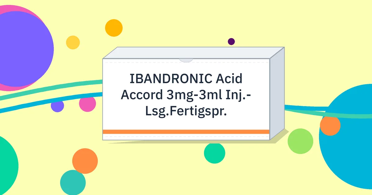 Symbolbild: Packung mit der Aufschrift IBANDRONIC Acid Accord 3mg-3ml Inj.-Lsg.Fertigspr. (PZN 15629117) – Verfügbarkeit und Bezug in Apotheken in Frankfurt am Main