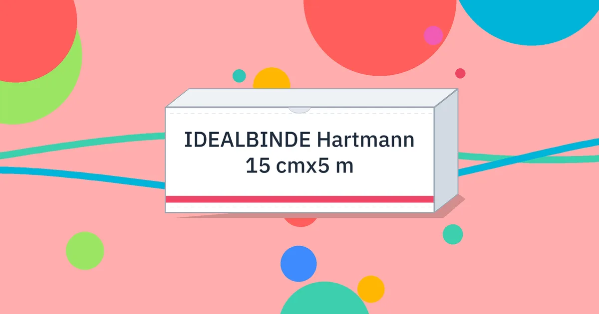 Symbolbild: Packung mit der Aufschrift IDEALBINDE Hartmann 15 cmx5 m (PZN 19063807) – Verfügbarkeit und Bezug in Apotheken in Frankfurt am Main