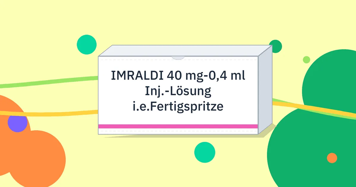 Symbolbild: Packung mit der Aufschrift IMRALDI 40 mg-0,4 ml Inj.-Lösung i.e.Fertigspritze (PZN 18411117) – Verfügbarkeit und Bezug in Apotheken in Frankfurt am Main