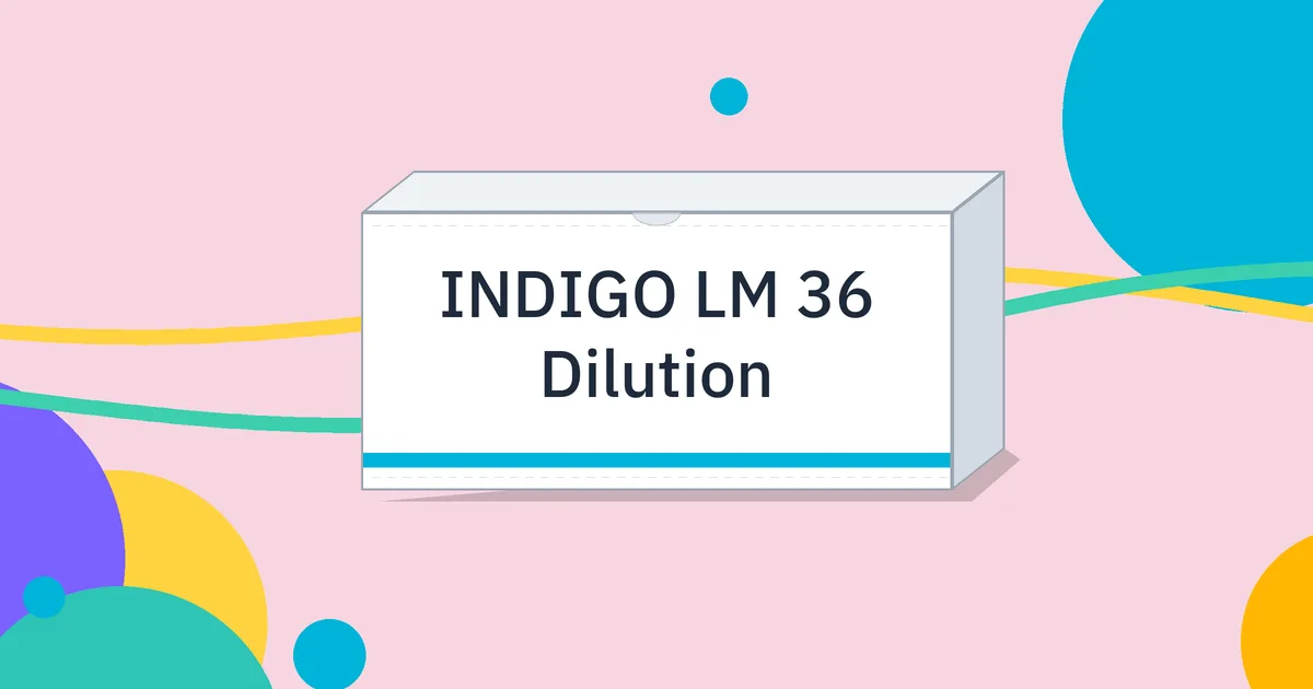 Symbolbild: Packung mit der Aufschrift INDIGO LM 36 Dilution (PZN 13559766) – Verfügbarkeit und Bezug in Apotheken in Frankfurt am Main