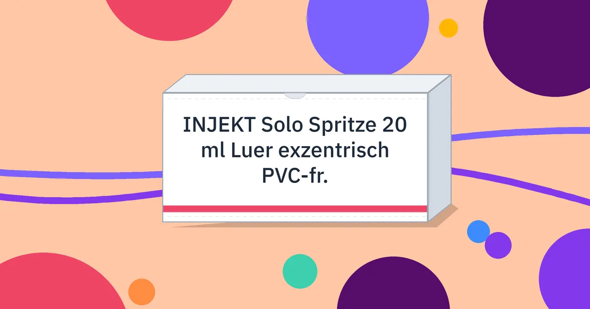 Symbolbild: Packung mit der Aufschrift INJEKT Solo Spritze 20 ml Luer exzentrisch PVC-fr. (PZN 20583819) – Verfügbarkeit und Bezug in Apotheken in Frankfurt am Main
