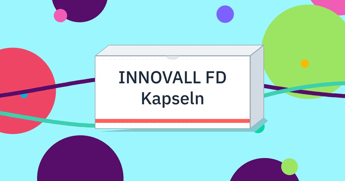 Symbolbild: Packung mit der Aufschrift INNOVALL FD Kapseln (PZN 18085623) – Verfügbarkeit und Bezug in Apotheken in Frankfurt am Main