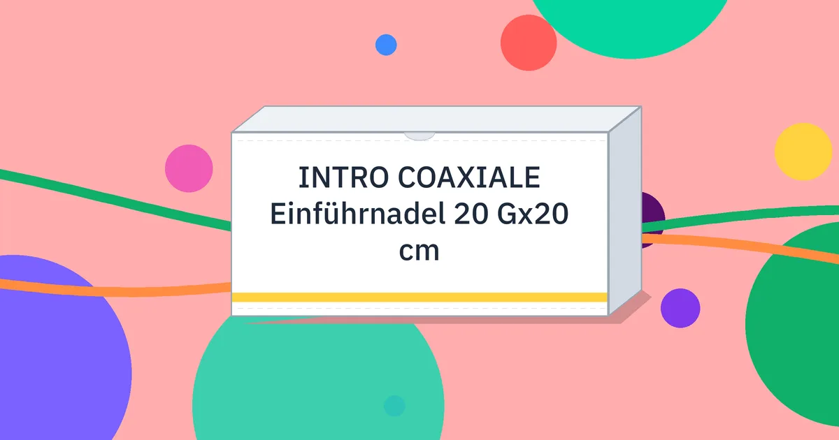 Symbolbild: Packung mit der Aufschrift INTRO COAXIALE Einführnadel 20 Gx20 cm (PZN 16919001) – Verfügbarkeit und Bezug in Apotheken in Frankfurt am Main