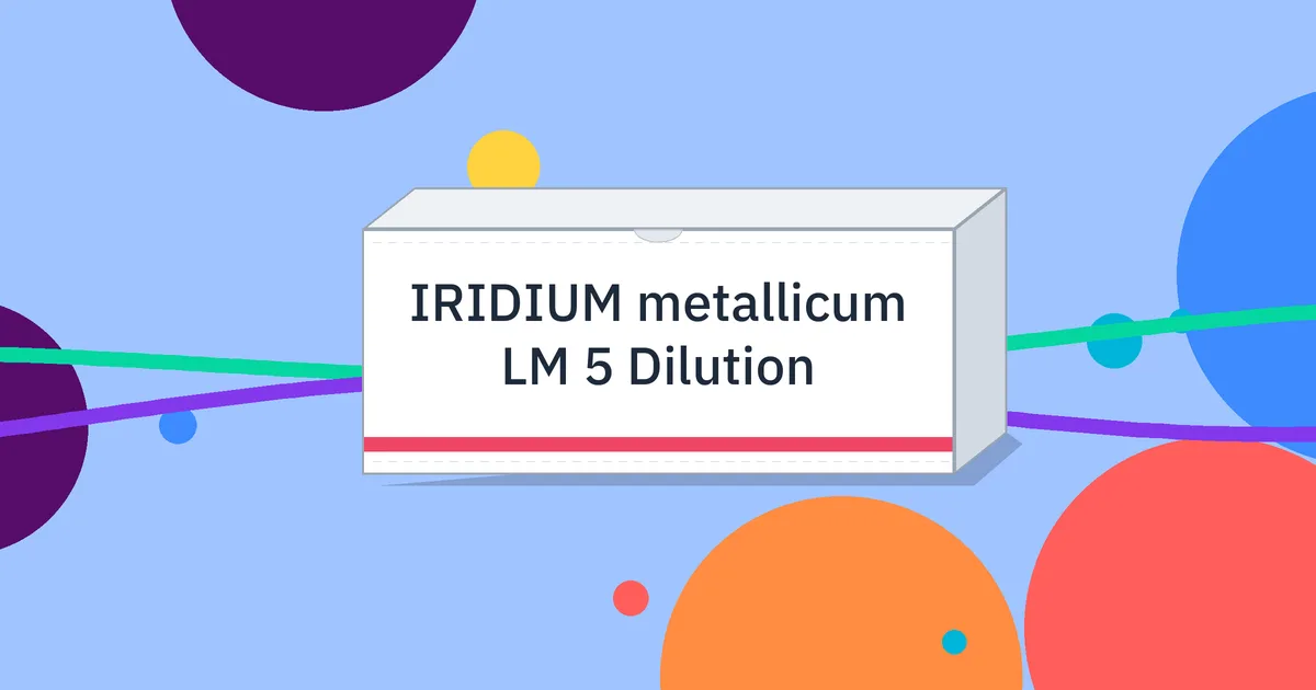 Symbolbild: Packung mit der Aufschrift IRIDIUM metallicum LM 5 Dilution (PZN 12913355) – Verfügbarkeit und Bezug in Apotheken in Frankfurt am Main