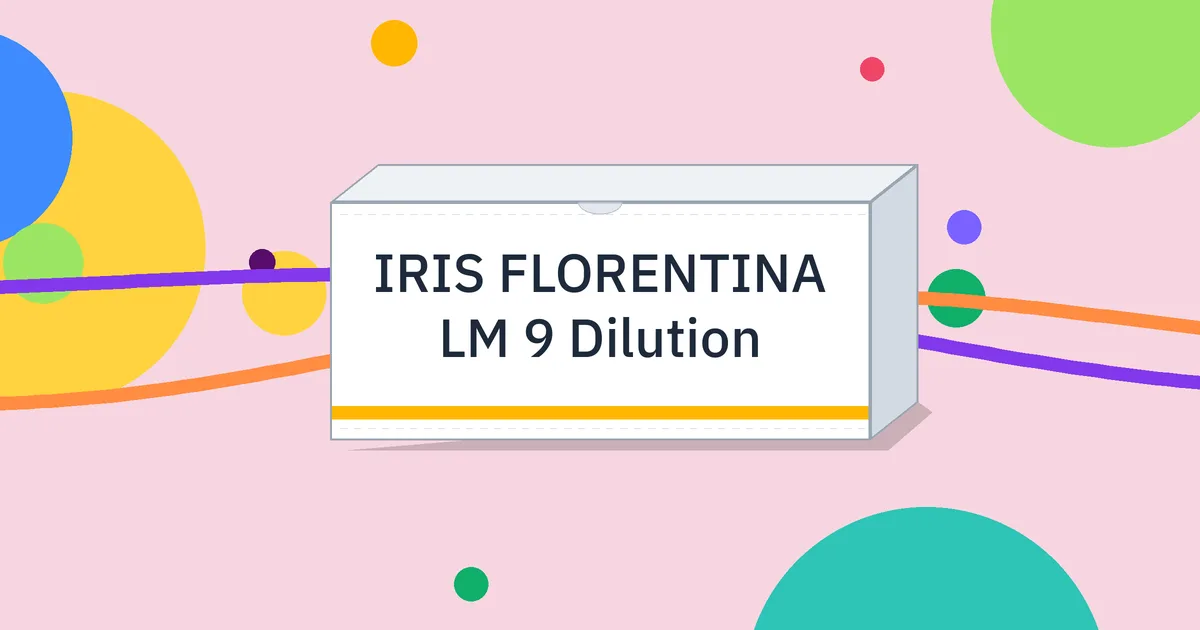Symbolbild: Packung mit der Aufschrift IRIS FLORENTINA LM 9 Dilution (PZN 13560901) – Verfügbarkeit und Bezug in Apotheken in Frankfurt am Main